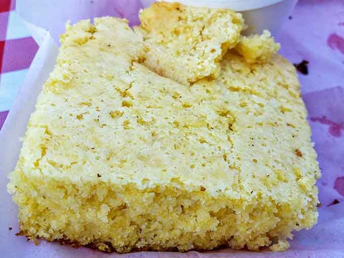 Cornbread that crumbles just right, sweet enough to matter but not enough to be dessert.