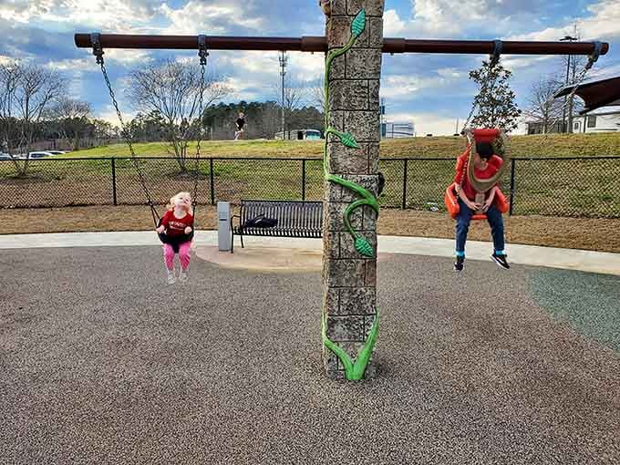 Traditional swings get a modern upgrade, because some childhood classics never go out of style completely.
