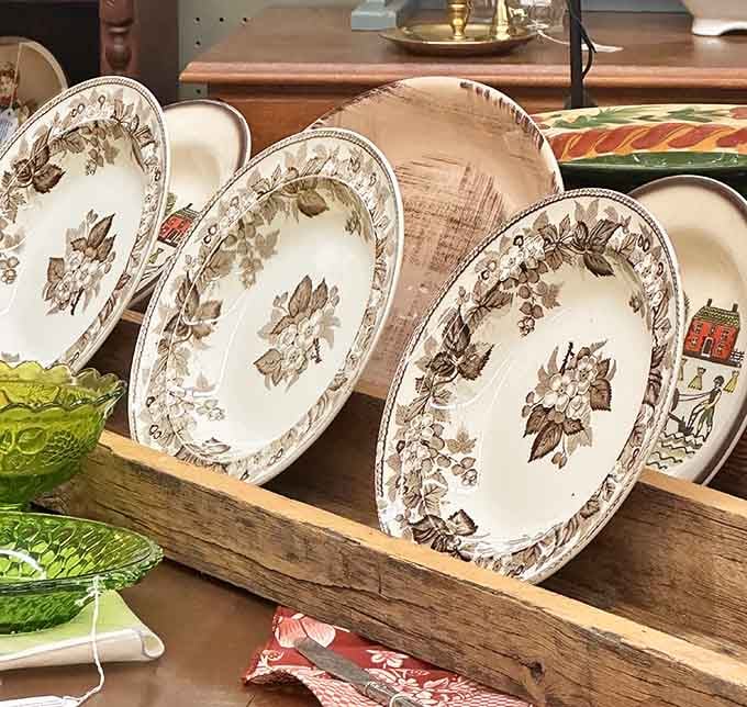 Vintage serving platters that have seen more holiday dinners than most of us have seen birthdays combined.