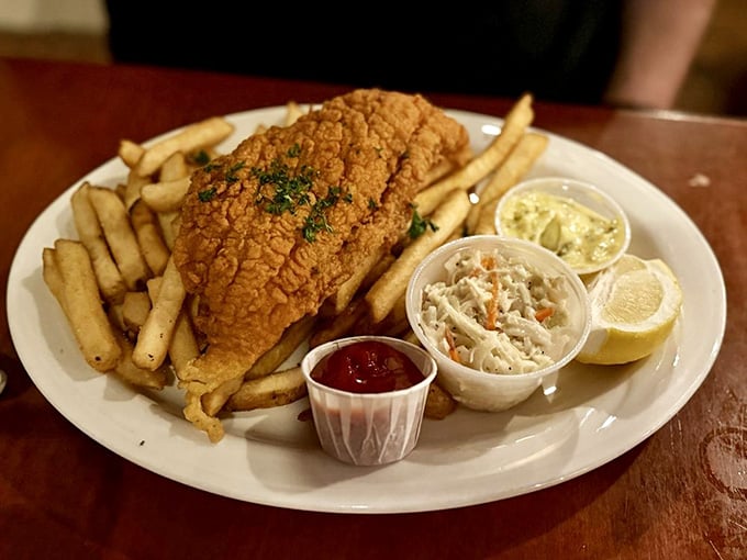 Fish and chips that would make the British jealous &ndash; crispy, golden batter surrounding flaky white fish with a side of perfectly golden fries.