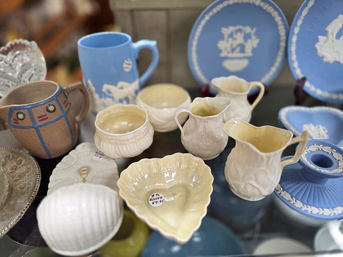 Ceramic treasures that once graced tables when dinner parties required actual effort and matching china mattered.