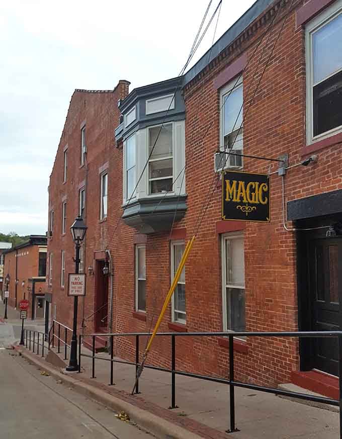 Historic brick meets modern entertainment where magic happens nightly, because even time travelers need good shows to watch.