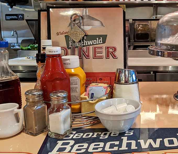 Ketchup, syrup, and all the fixings wait at your table like old friends ready to help.