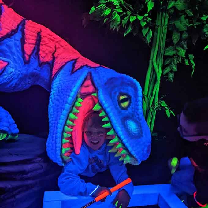 Kids can pose inside a dinosaur's glowing jaws, creating photo opportunities that are equal parts thrilling and hilarious.