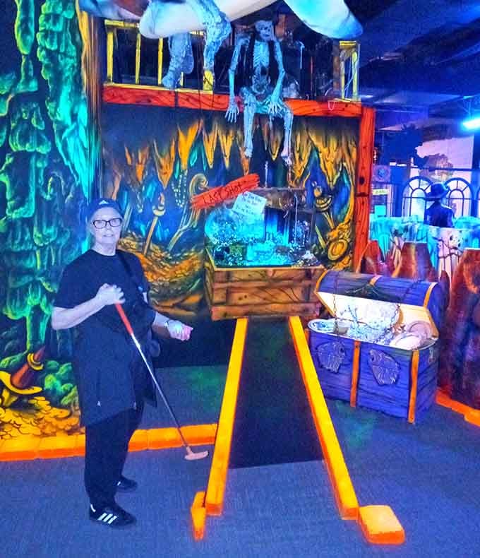 Armed with a glowing putter and questionable putting skills, adventure awaits in neon paradise.