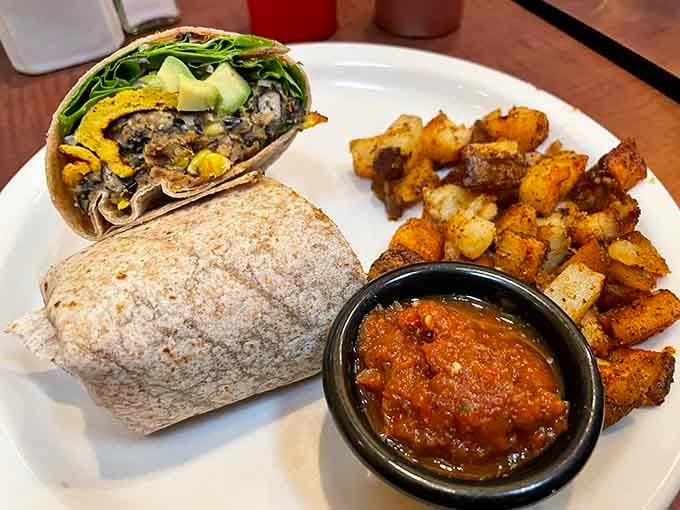 This breakfast burrito is wrapped tighter than a secret and packed with more flavor than your average telenovela.