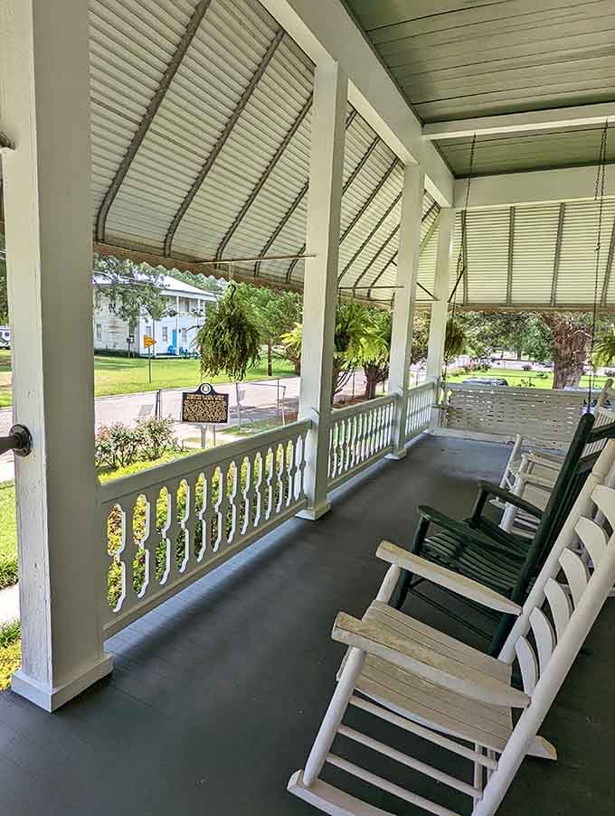 Rocking chairs on the porch invite you to sit a spell and imagine simpler times in small-town Alabama.