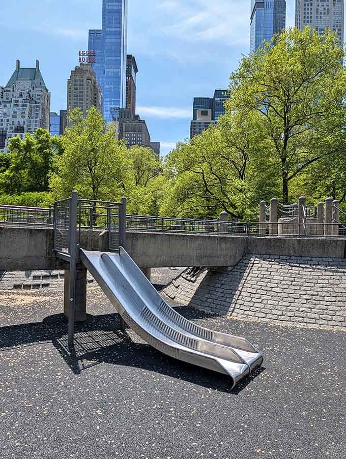 These slides offer the perfect blend of thrill and safety, with Manhattan's skyline providing an unexpectedly glamorous backdrop.