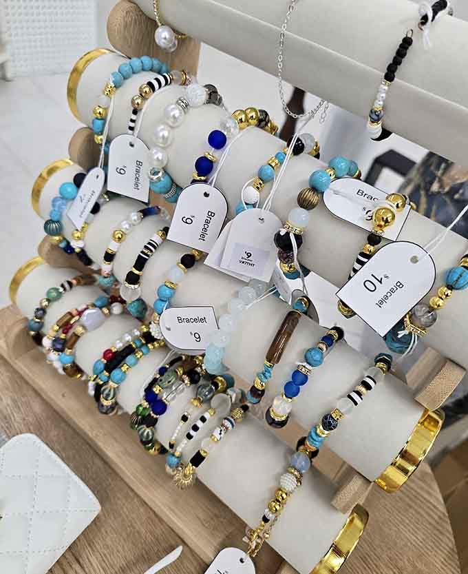Handmade bracelets offering affordable wrist candy that won't require explaining to your accountant or your spouse at tax time.