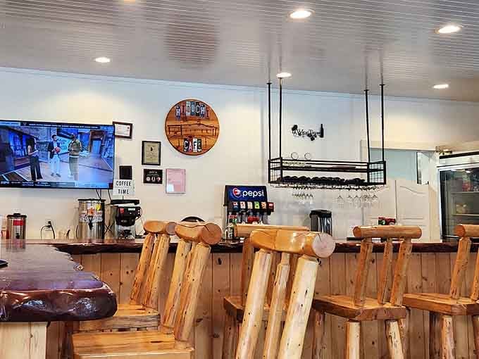 Rustic log bar stools that make you feel like you're dining in the world's coziest cabin.
