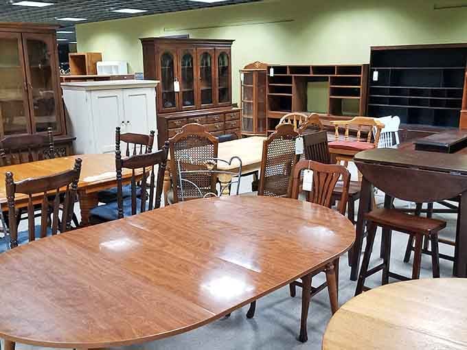 Furniture arranged like a showroom where everything's actually affordable and nobody judges your decorating choices from the seventies.