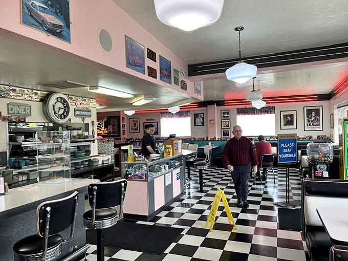 The counter service view&mdash;where coffee refills flow freely and the staff knows exactly when you're eyeing that last piece of pie.