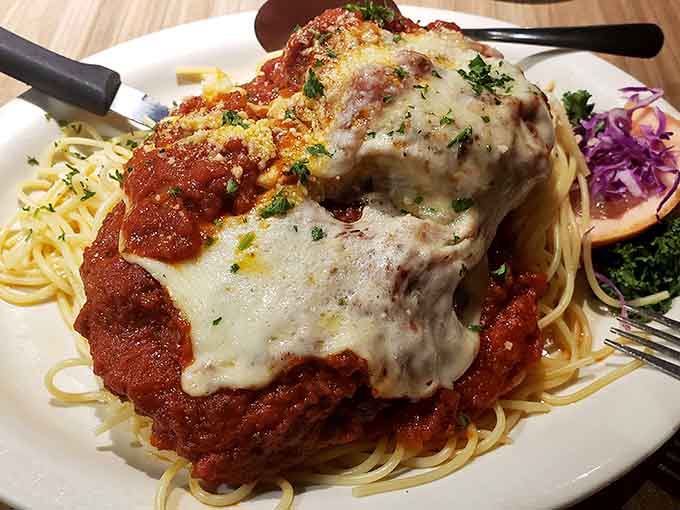 That chicken parmesan is so generously portioned, you might need to cancel your afternoon plans for a nap.