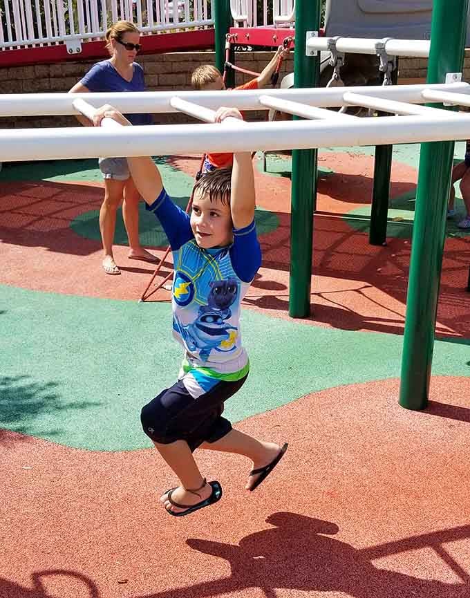 That determined grip and concentration rivals any gymnast you'd see on Wide World of Sports back then.