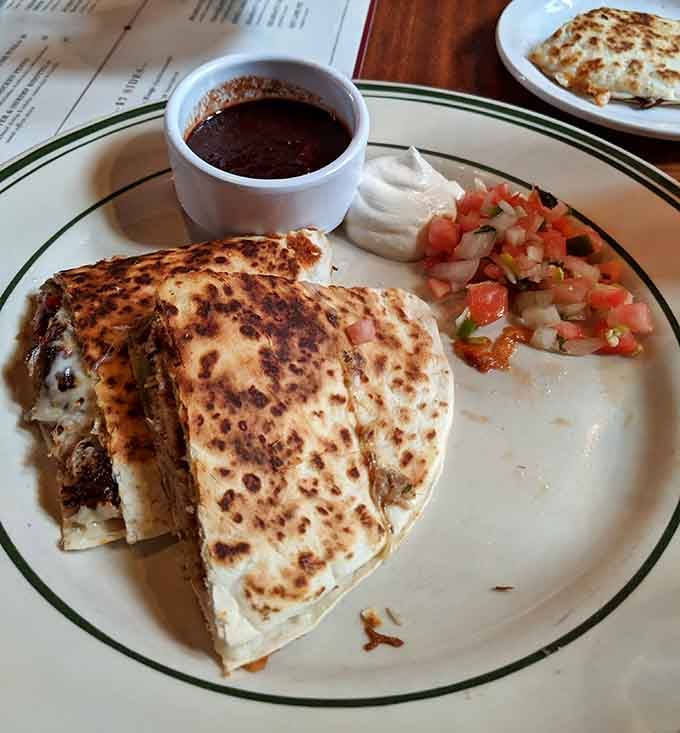 Quesadillas taste better when you're eating them in a building that predates the invention of the telephone itself.