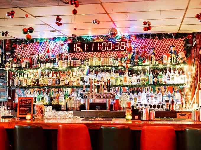 The bar area where every day is December and nobody's complaining about it.