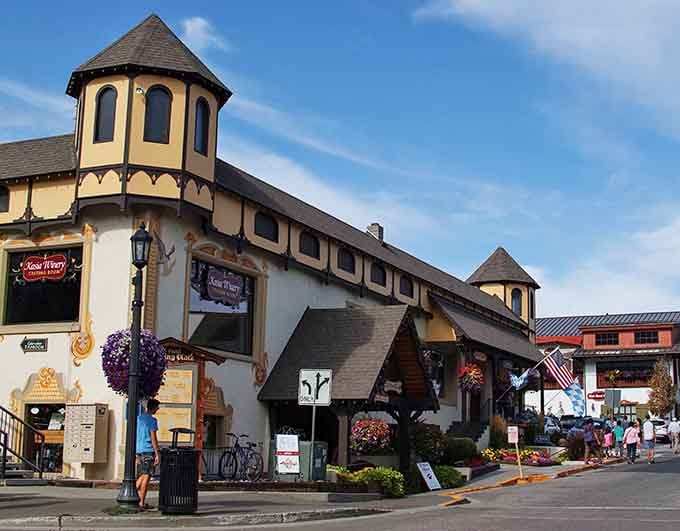 Timber-frame architecture meets Pacific Northwest peaks, creating views that make you question if you're still in America.