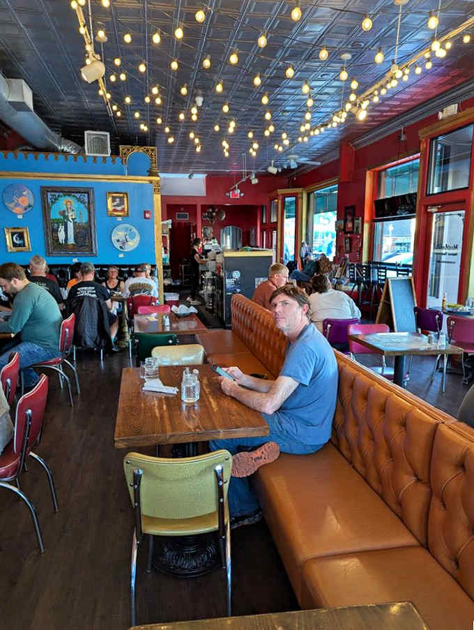 String lights overhead and happy diners below, the universal equation for a successful breakfast spot anywhere.