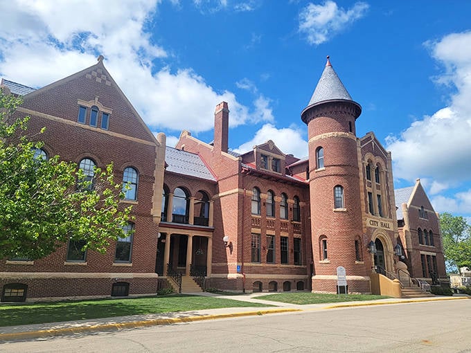 Owatonna's City Hall could double as a castle in a fairy tale, its turrets and red brick grandeur suggesting a town that values both history and civic pride.