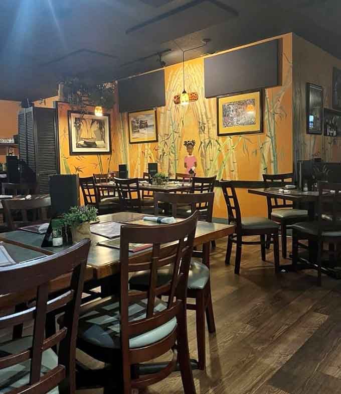 The dining room's tropical charm makes every meal feel like a mini-vacation from your regular Tuesday routine.