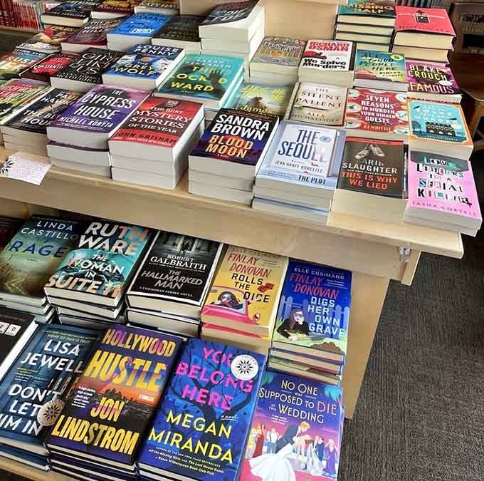 Current bestsellers stacked high and priced right, because everyone deserves access to page-turning thrillers.