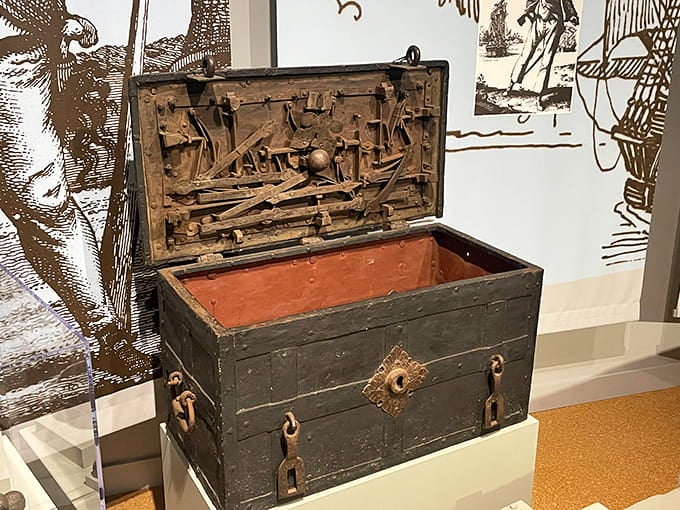 That weathered sea chest holds more stories than most history books, each scratch and dent a chapter waiting to unfold.