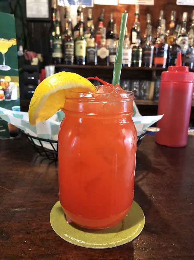 A Bloody Mary that looks like it means business, garnished and ready for your weekend brunch.