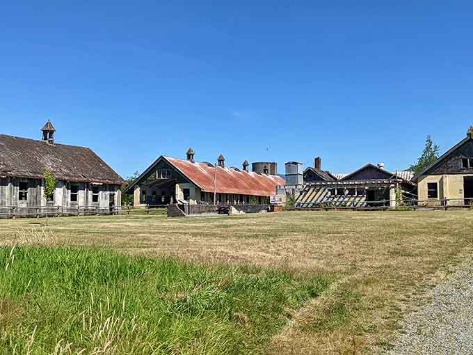 An entire complex of buildings spreads across the valley, each structure adding another layer to the narrative.