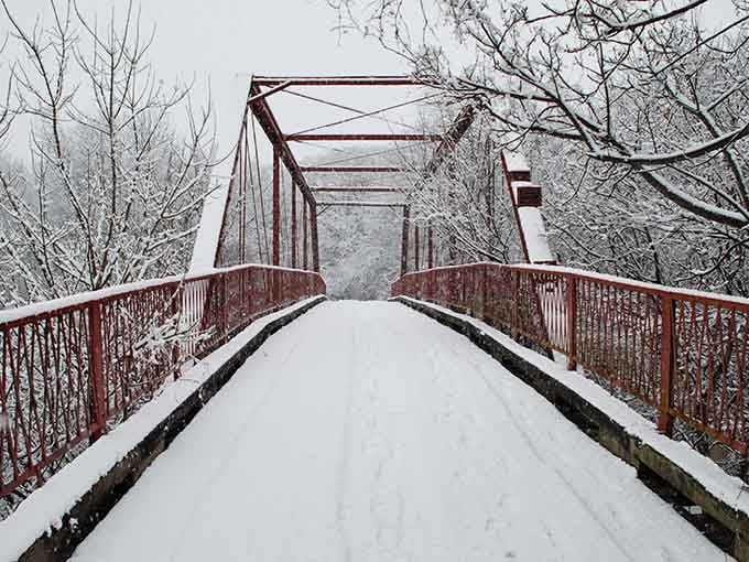 A blanket of snow transforms the bridge into something from Narnia, minus the talking lions and Turkish delight.