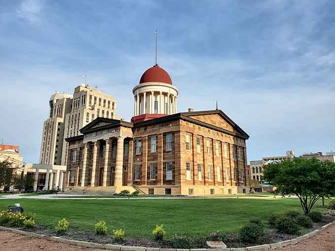 The Old State Capitol stands as proof that Greek Revival architecture still looks better than most modern buildings.
