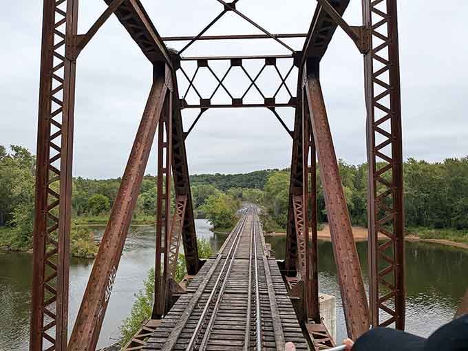 The historic swing bridge crosses the St. Croix River, a engineering marvel that's been connecting Wisconsin and Minnesota since before your parents were born.