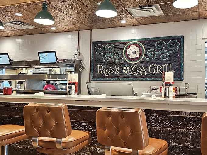 Counter seating with a view of the kitchen means you can watch the magic happen.