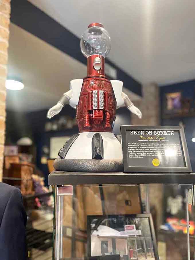 Tom Servo from Mystery Science Theater 3000 watches over the collection, providing much-needed comic relief among the creepiness.