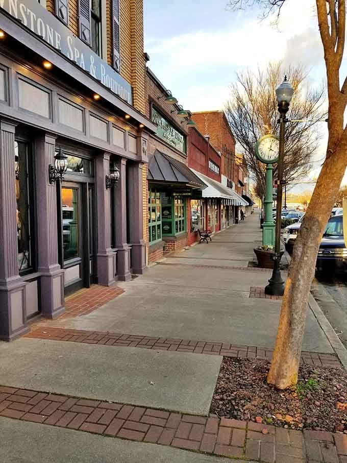 Brick sidewalks and local shops create that perfect browsing atmosphere where time slows down just right.
