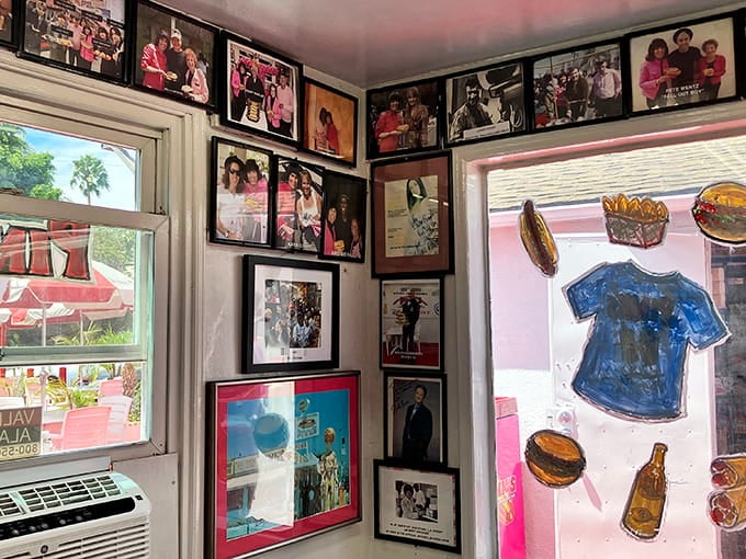 These walls tell stories of famous faces who discovered that celebrity status doesn't exempt you from craving hot dogs.