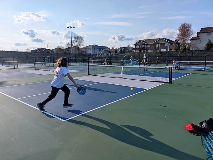 Pickleball courts at Culver Community Park keep locals active while eagles soar overhead doing their thing.