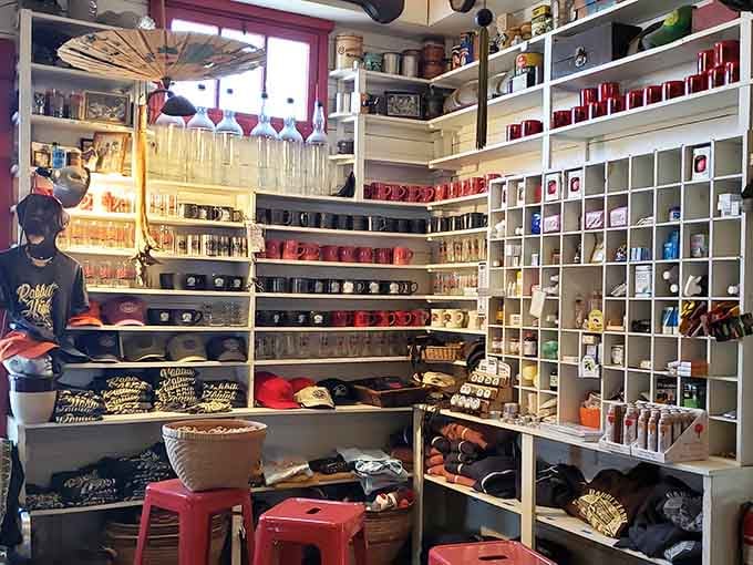 Merchandise organized with the kind of cheerful chaos that somehow makes perfect sense once you're inside.