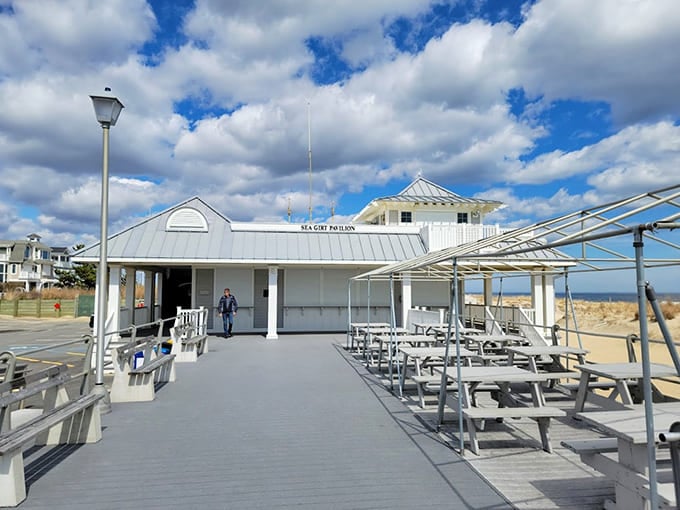 The Sea Girt Pavilion offers modern beachside comfort, a far cry from the keeper's solitary lighthouse duties.