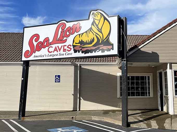 America's largest sea cave isn't shy about announcing itself to Highway 101 travelers passing by.