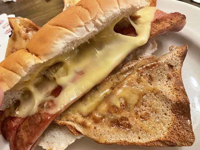 Even the hot dog gets the royal treatment here, nestled in a bun with all the classic fixings.