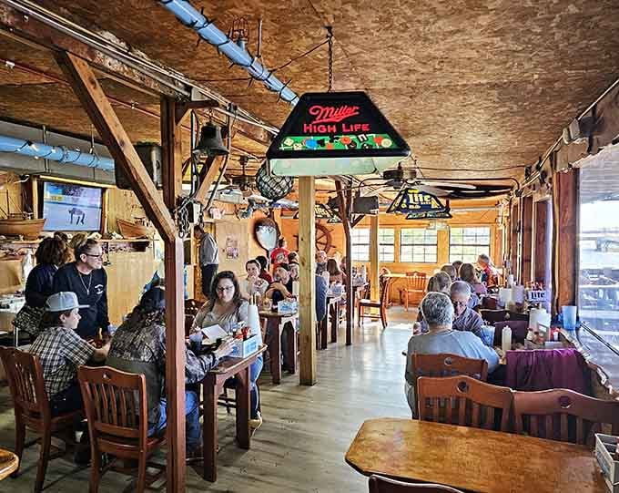 Exposed beams and happy diners create the kind of atmosphere where good food meets great company.
