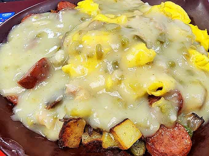 This skillet is breakfast's greatest hits album &ndash; potatoes, eggs, meat, and cheese performing together in perfect, melty harmony.