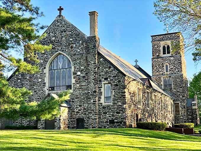 St. Denis Church's sturdy stone walls have witnessed generations of prayers and celebrations. Spiritual architecture that anchors the community through changing times.