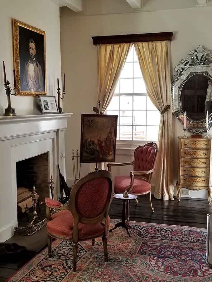 Period furnishings transport you to colonial life, when your biggest decorating decision involved candlestick placement, not throw pillows.