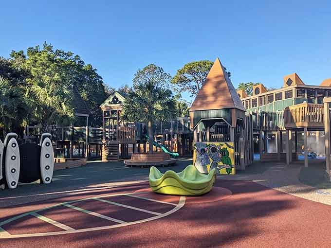 Castles, towers, and turrets create a fantasy village where kids rule and parents just try to keep up.