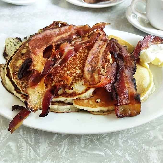 Bacon and pancakes together create the kind of breakfast that makes you understand why mornings were invented.
