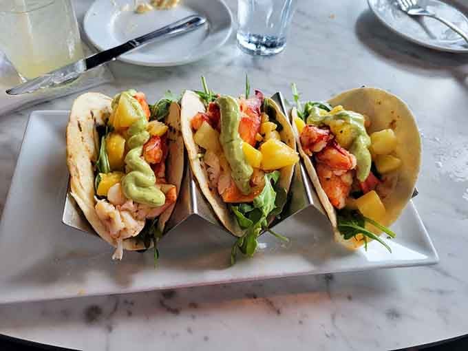 These tacos don't need a passport to deliver international flavor&mdash;the avocado and mango salsa bring vacation vibes to Connecticut shores.