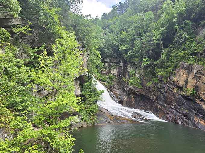 Hurricane Falls lives up to its name, sending water thundering through the narrow gorge with impressive force.