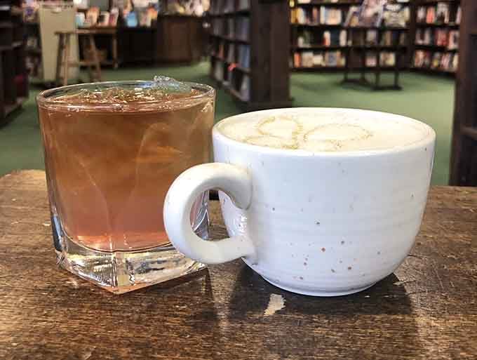 Hot and iced beverages sit ready to accompany your literary journey, making every page turn taste a little bit better.