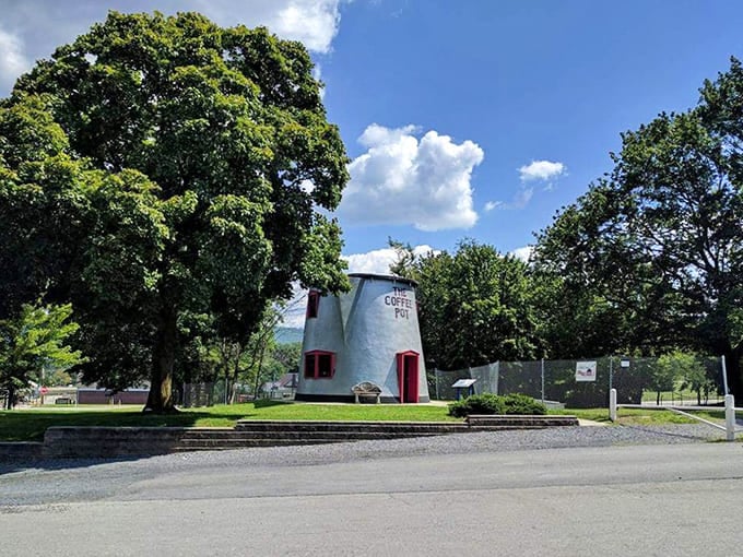 Summer skies and green grass make the perfect backdrop for Pennsylvania's most photogenic piece of kitchenware.